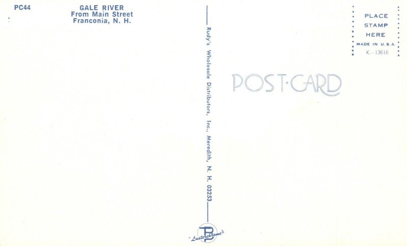 Vintage Postcard Gale River From Maine Street Franconia New Hampshire ...