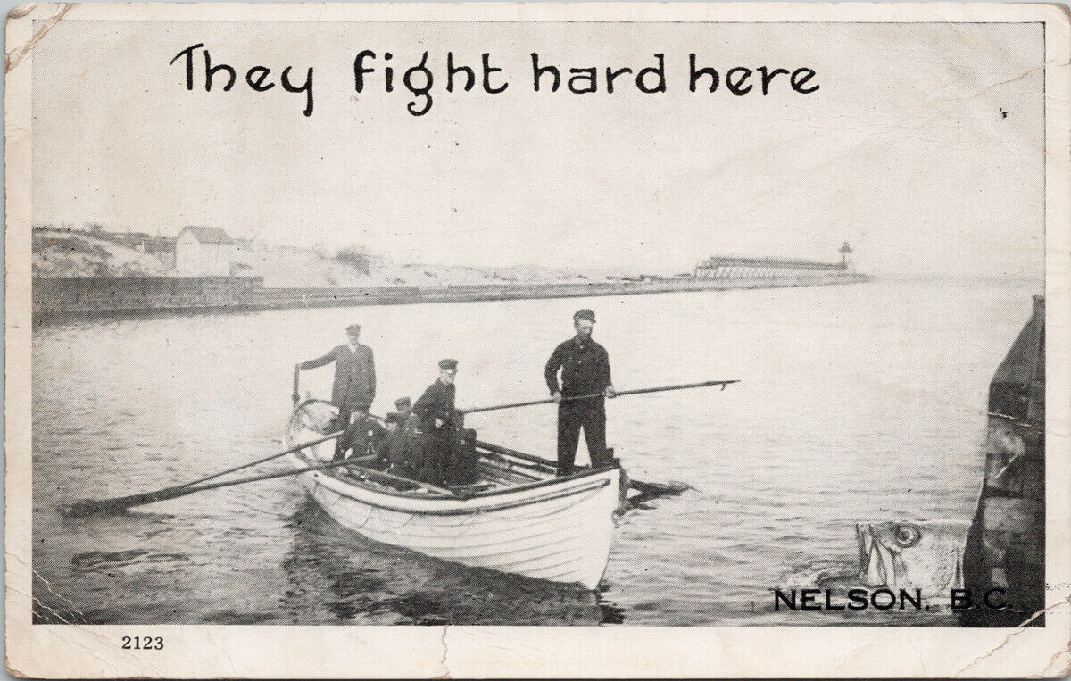 Nelson BC Huge Fish Exaggeration Fishing Fishermen RPPC Postcard F55 ...