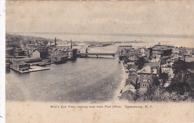 New York Ogdensburg Birds Eye View Looking West From Post Office ...