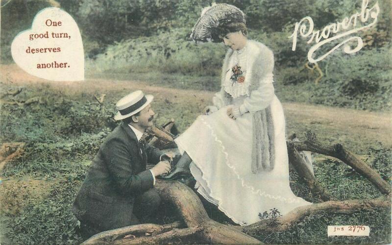 British proverbs postcard " One good turn deserves another " | Canada ...