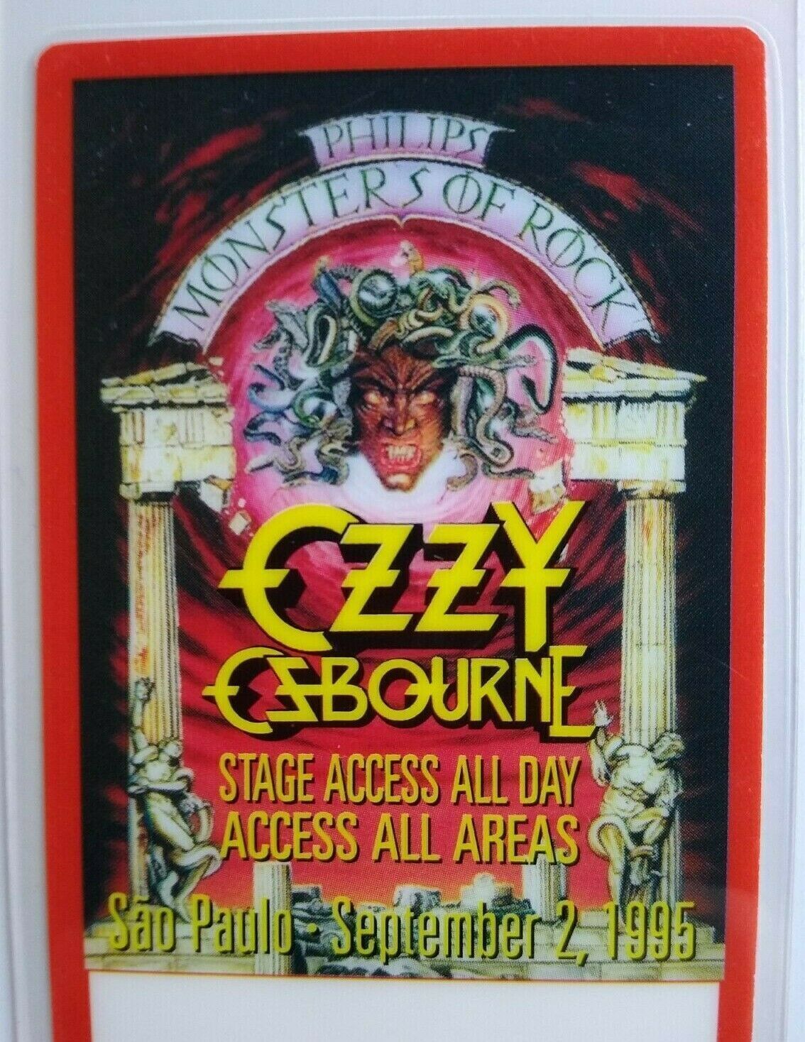 Ozzy Osbourne Monsters Of Rock Backstage Pass Heavy Metal Music 1995 ...