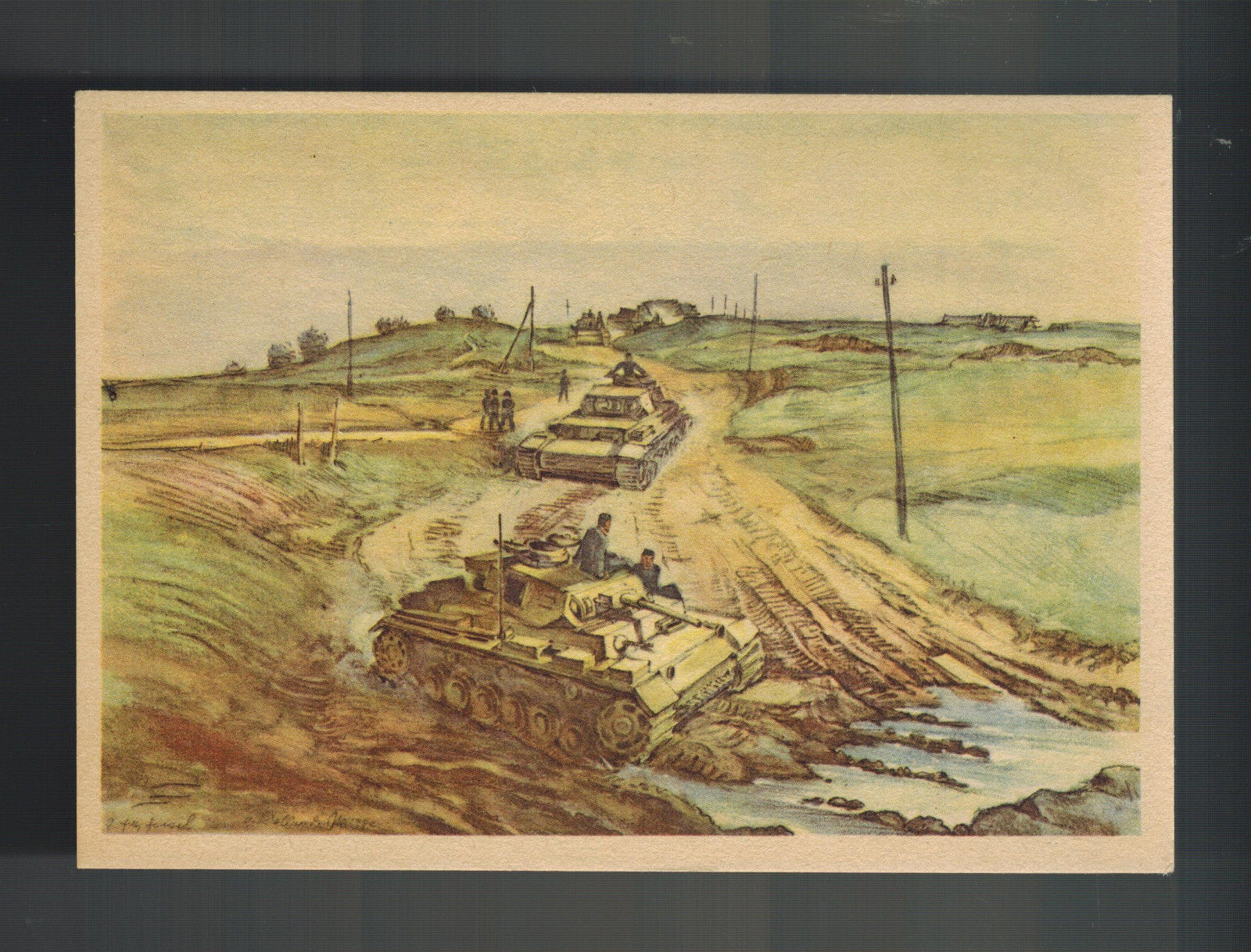Mint WW2 Germany Army Wehrmacht Tanks in Russia Artist Picture Postcard ...