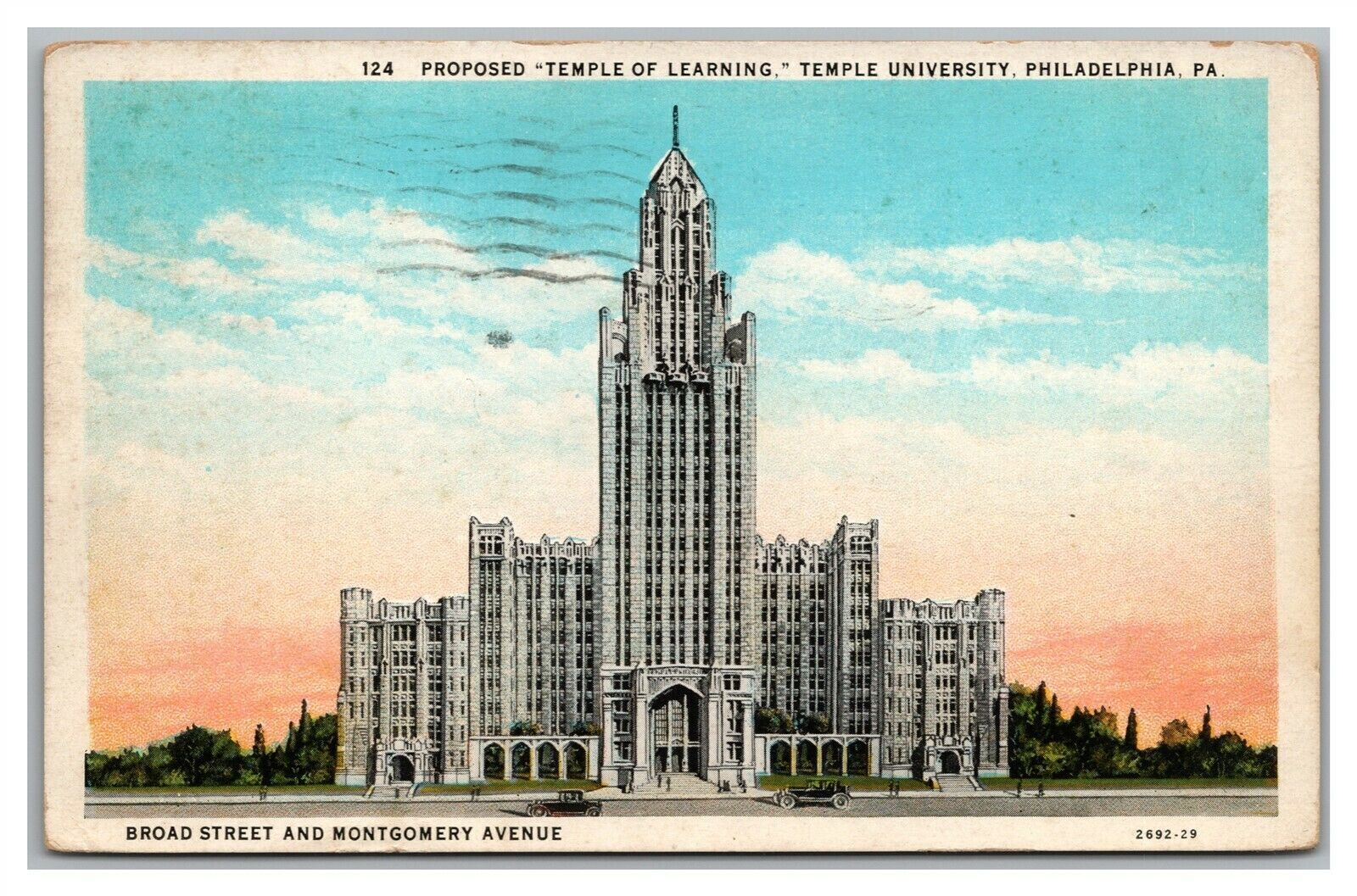Postcard PA Philadelphia Proposed Temple Of Learning Temple University ...