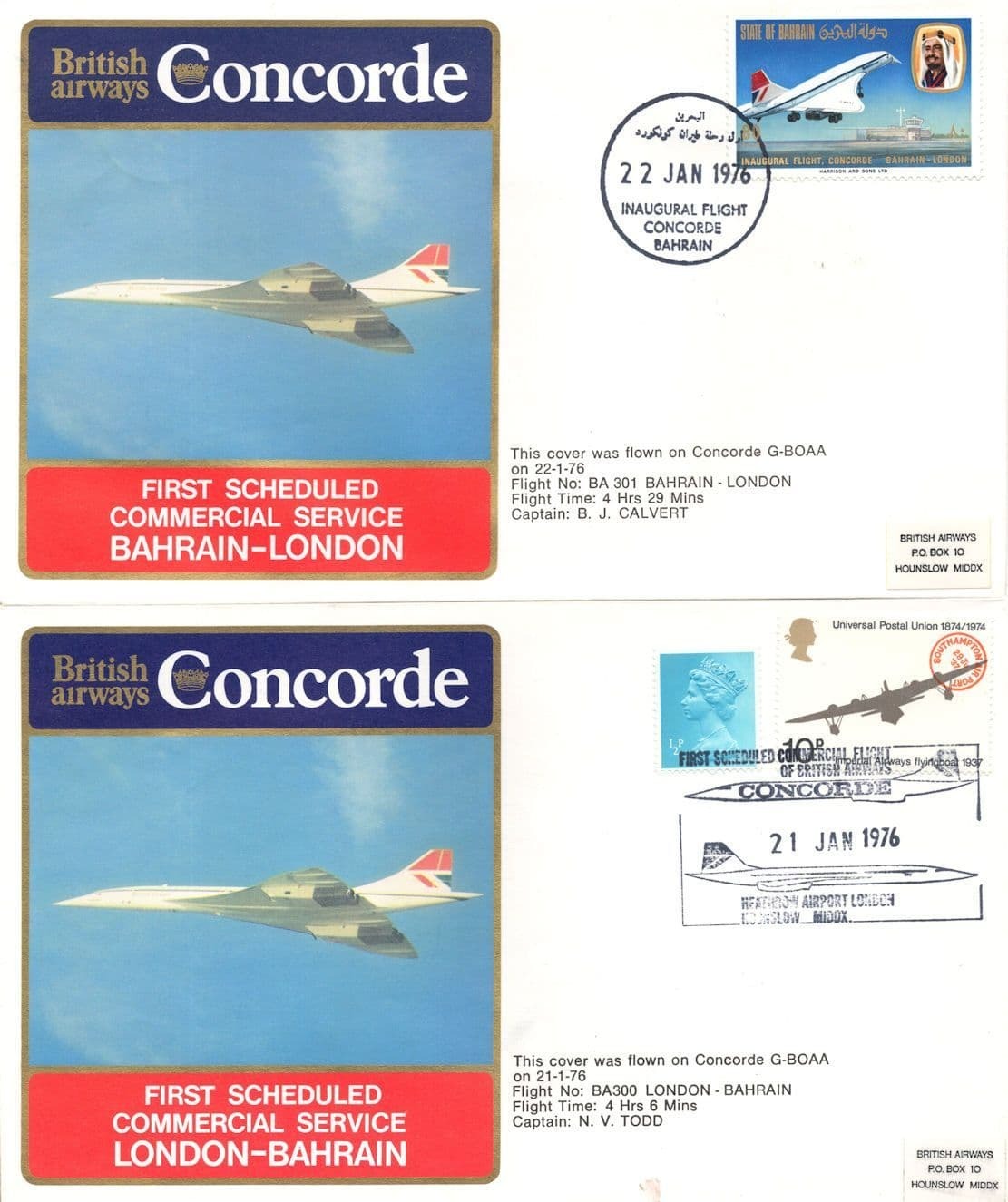 Bahrain To London Concorde FIRST FLIGHT 2x 1976 FDC s | Topics ...