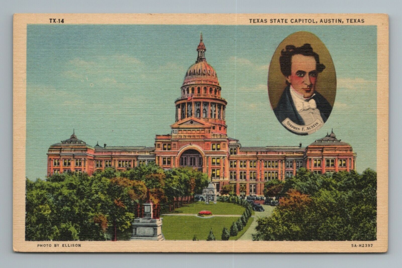 Texas State Capitol Stephen Austin Inset Texas Vintage Postcard ...