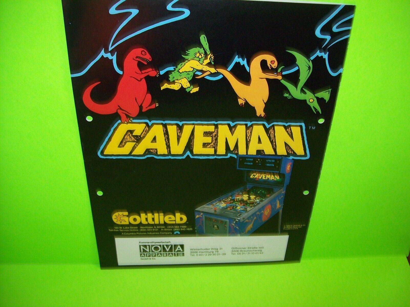 Caveman German Text Original 1982 Flipper Game Pinball Machine Flyer ...