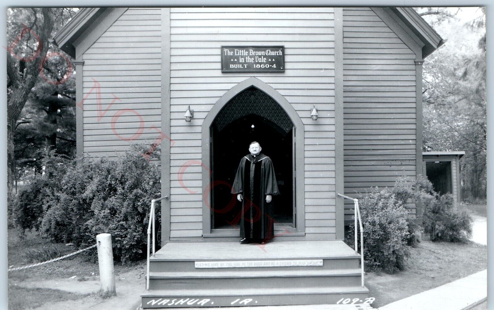 c1950s Nashua, IA RPPC Pastor @ Little Brown Church on Vale Rare Real ...
