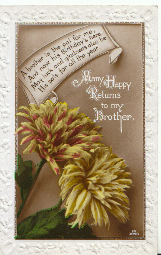 Birthday Greetings Postcard - Many Happy Returns To My Brother - RP ...