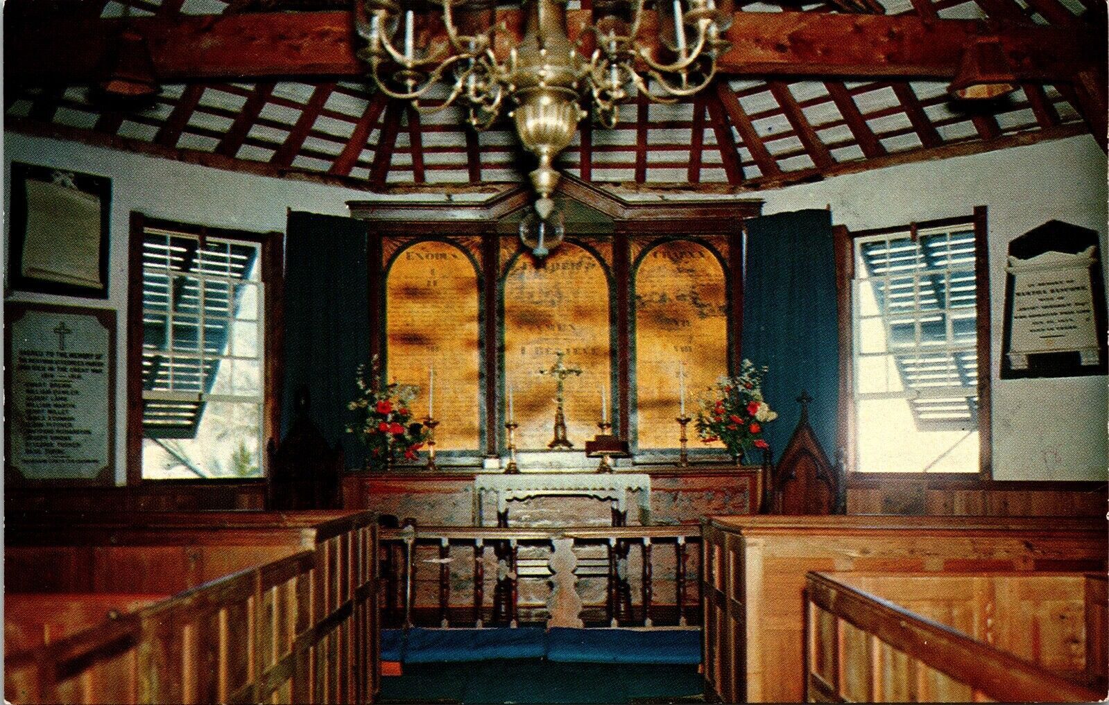 Historic St Peters Christian Church Interior Bermuda Chrome Postcard ...