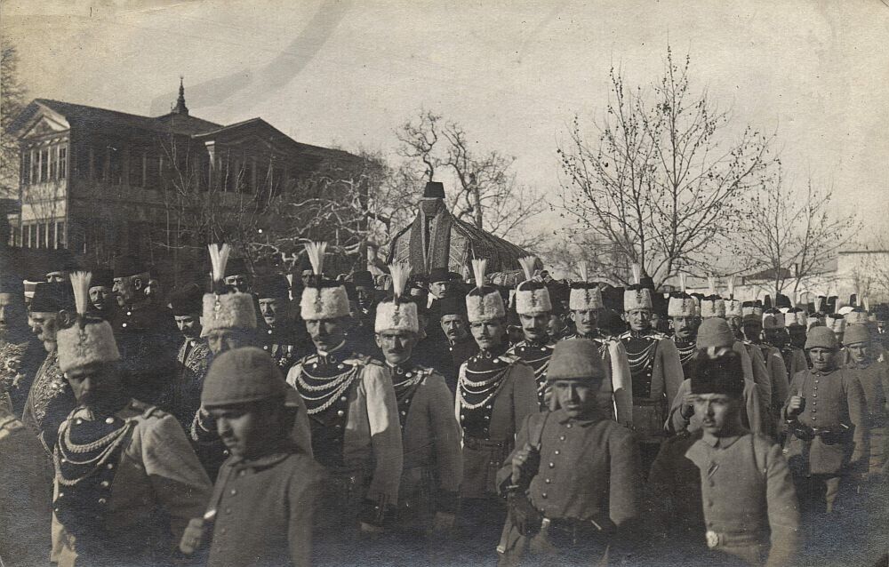 turkey, Funeral Procession Sultan Abdul Hamid II, Soldiers (1918) RPPC ...