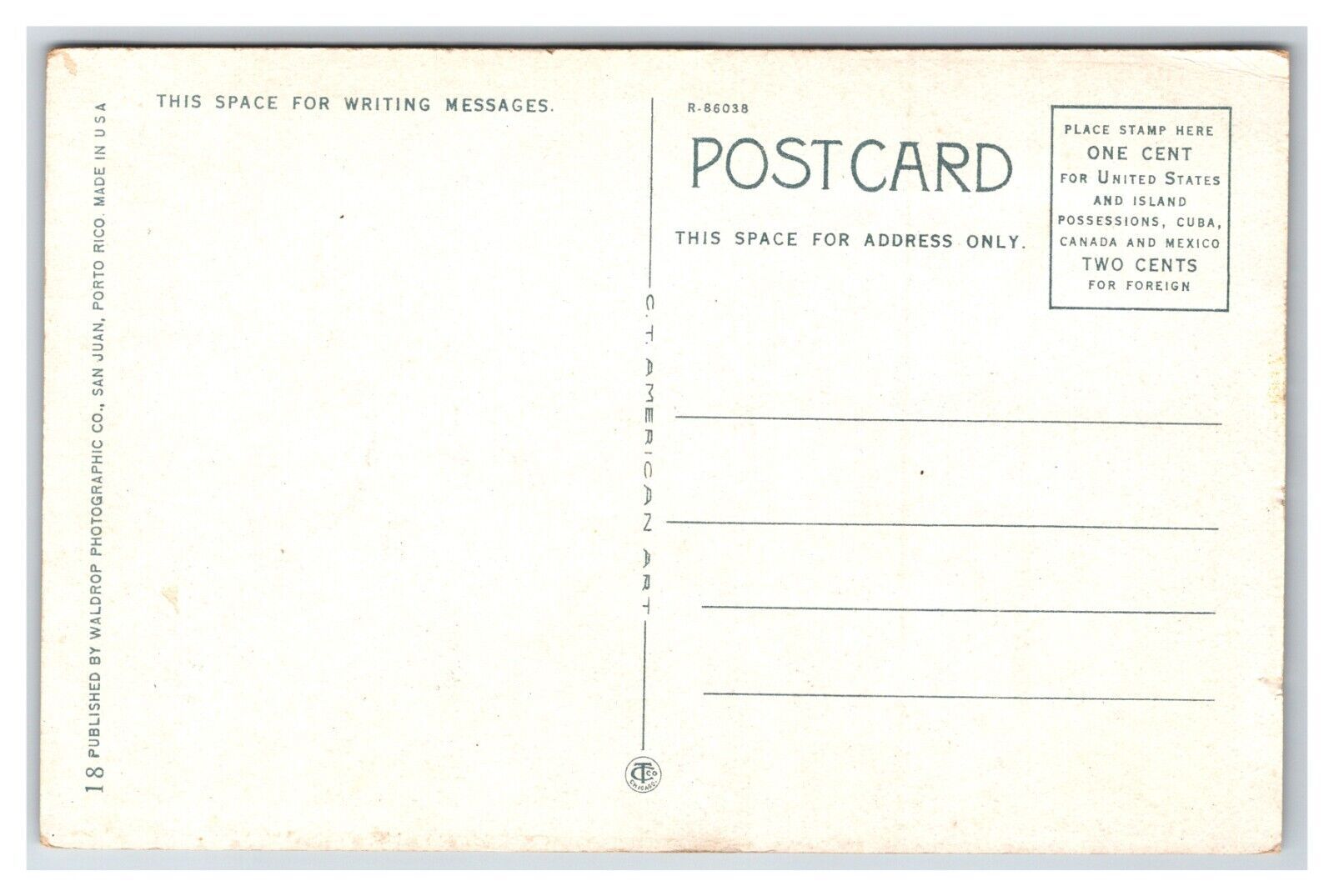 Plaza Princiapal San Juan Puerto Rico UNP WB Postcard W2 | Latin ...