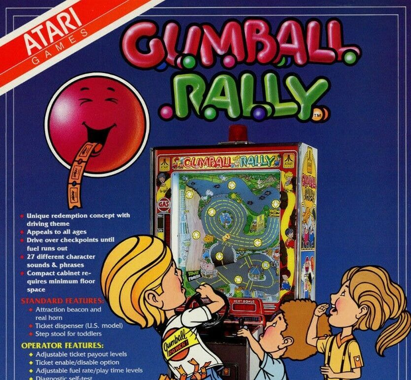 Gumball Rally Arcade FLYER 1990 Original NOS Redemption Game Paper ...