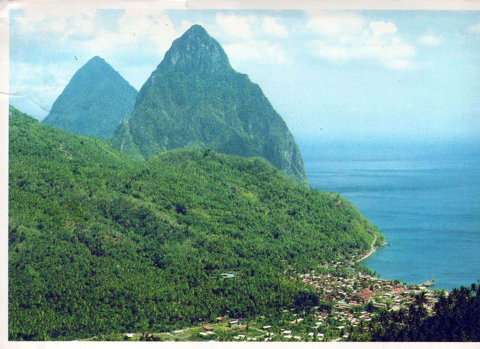 Vintage Continental Size Postcard the Pitons and Soufriere ST. Lucia ...