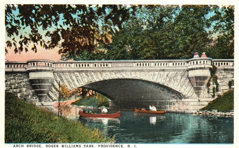 Vintage Postcard 1920's Arch Bridge Roger Williams Park Providence ...