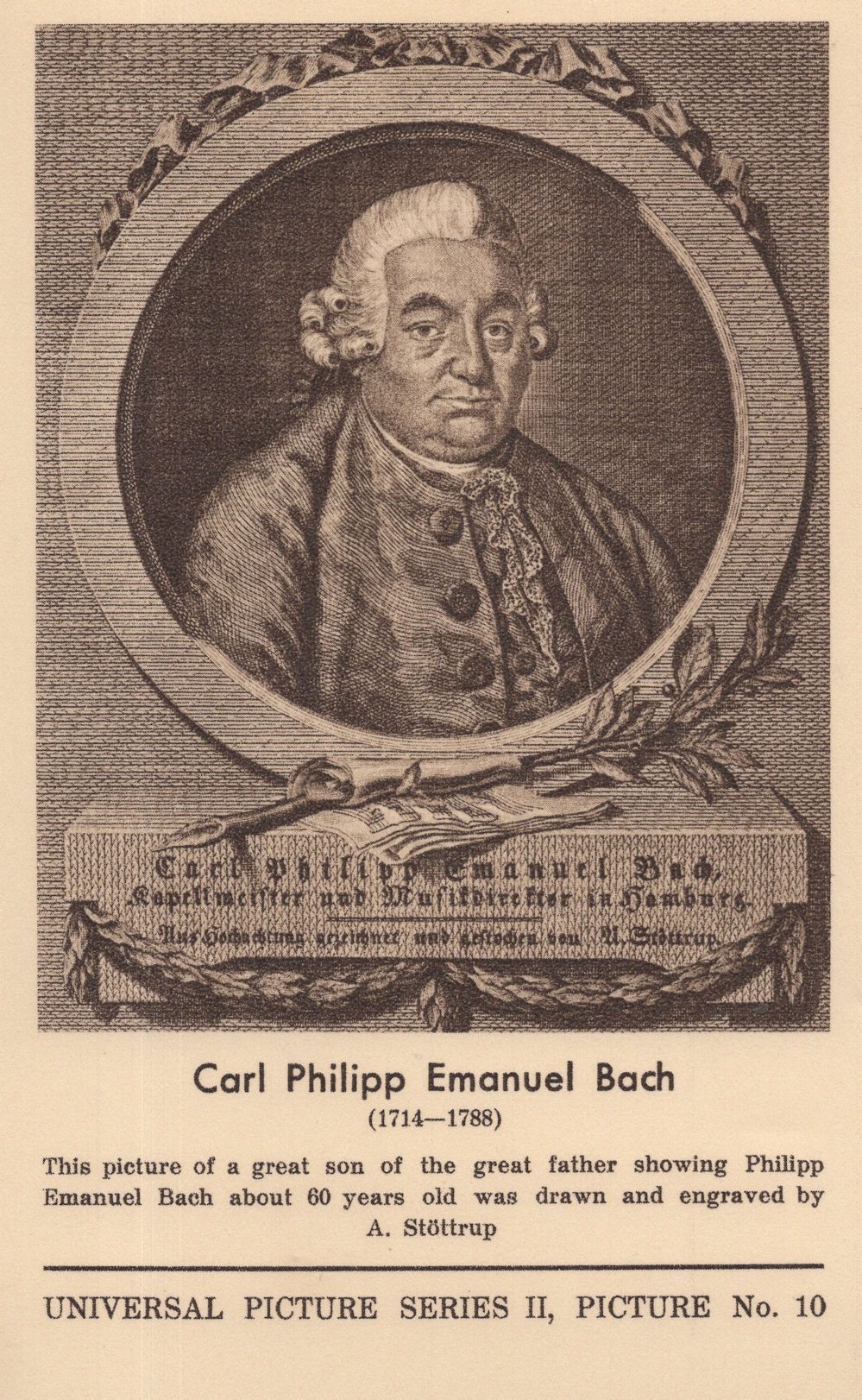 Carl Philipp Emanuel Bach at 60 Years Old Universal Pictures Postcard ...
