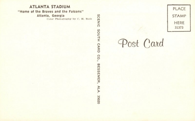 Vintage Postcard Atlanta Stadium Home Of Braves And The Falcons Atlanta ...