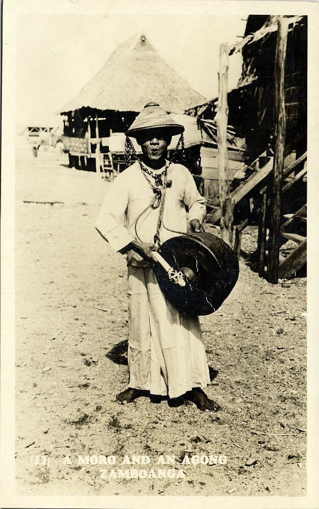 philippines, Mindanao Zamboanga, Native Moro Man Agung Instrument ...