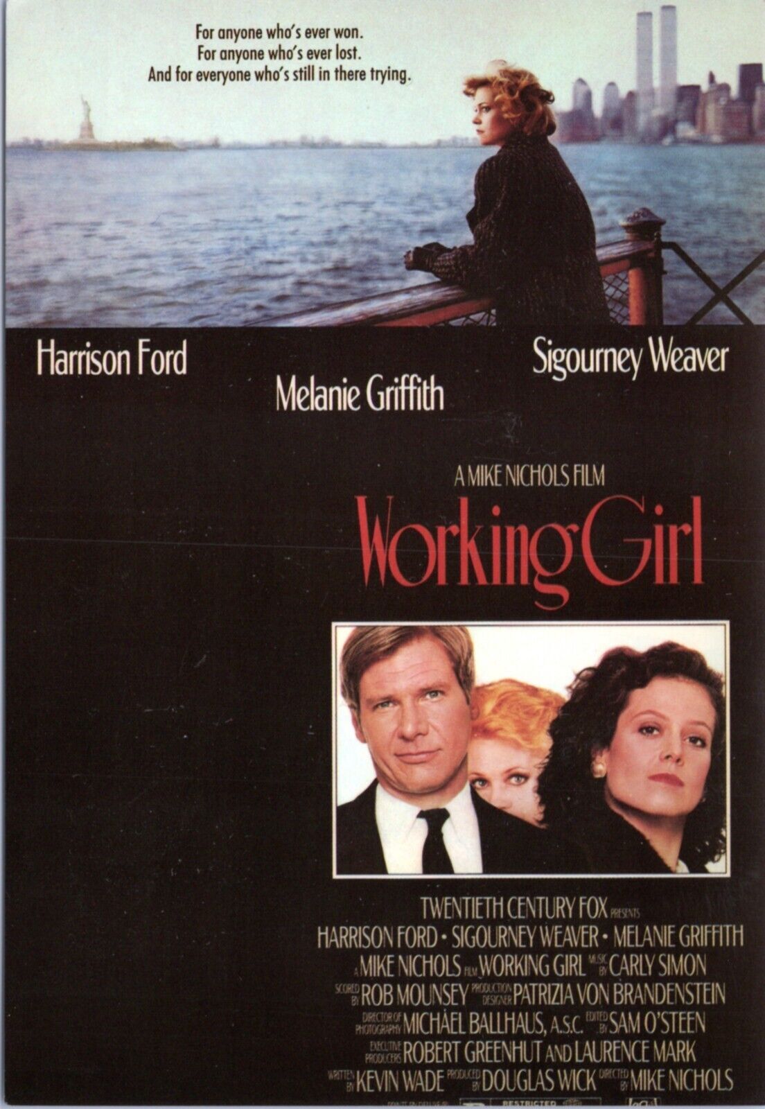 Postcard Movie - Working Girl - Melanie Griffith Harrison Ford ...