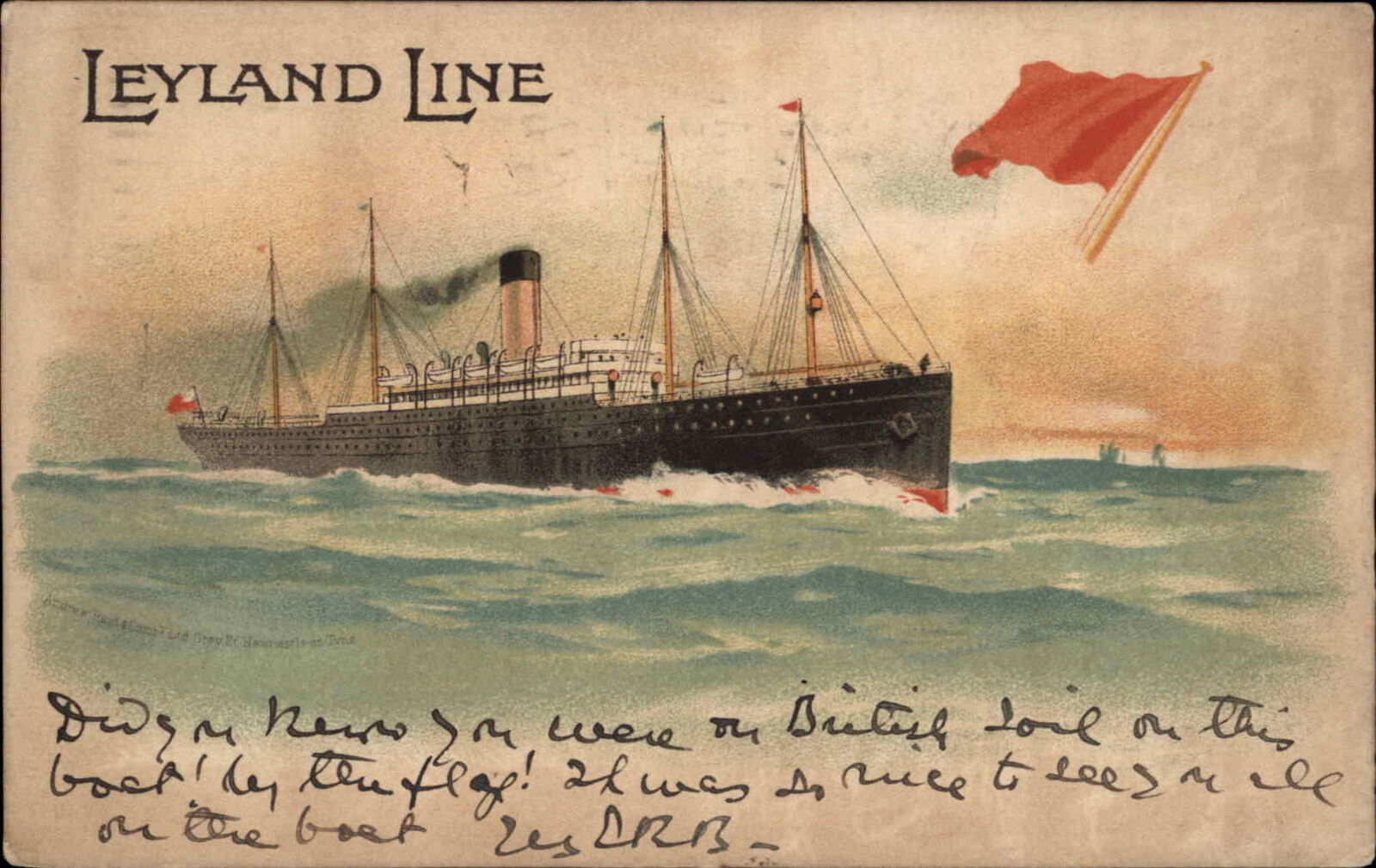 Leyland Line Andrew Reid & Co Steamer Steamship 1909 Cancel Vintage ...
