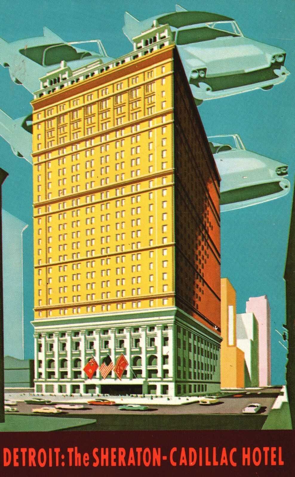Vintage Postcard The Sheraton Cadillac Luxurious Largest Hotel Detroit ...