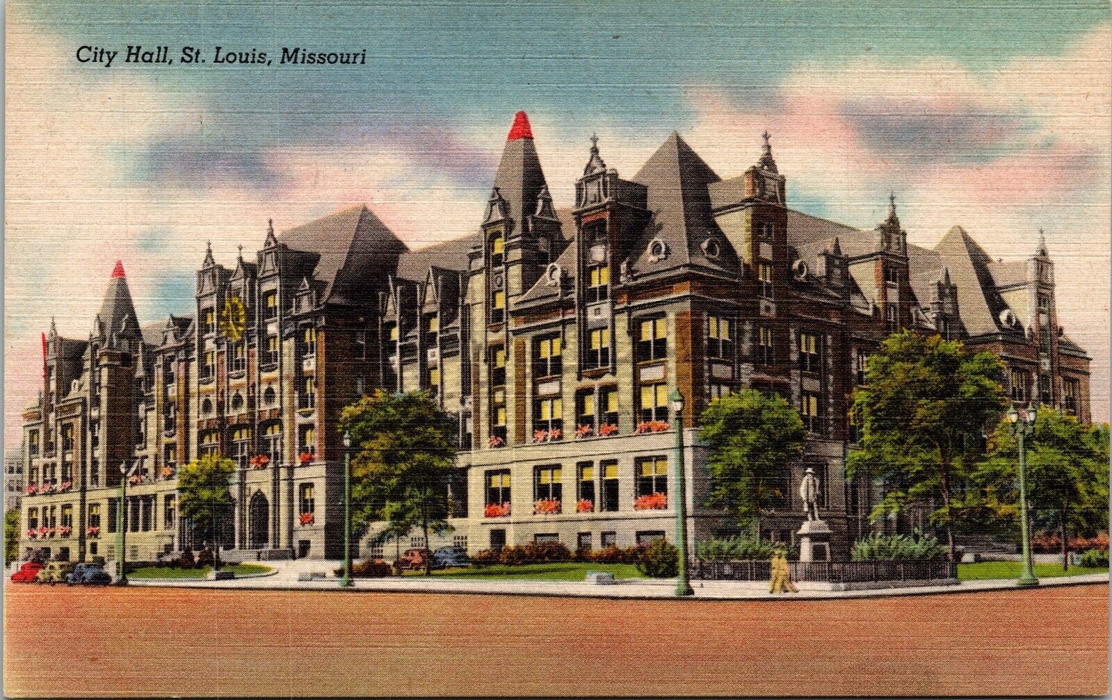 Historic City Hall Building Streetview St Louis Missouri Linen Postcard ...