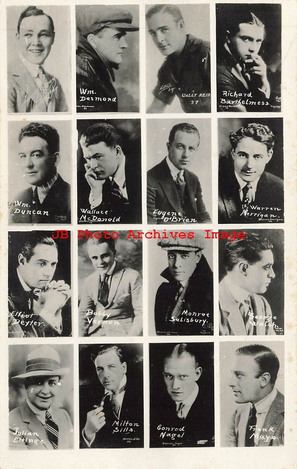 Hollywood Movie Film Actors, RPPC, Wm Desmond, Wally Reid, Conrad Nagel ...