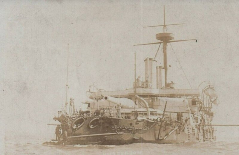 RPPC Photo British Royal Navy HMS Benbow Victorian era Admiral-class ...