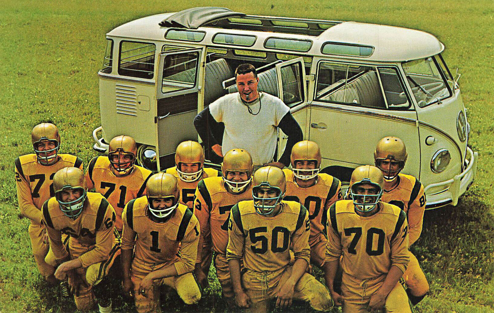 Volkswagen School Bus Football Players & Coach, Postcard | Other ...