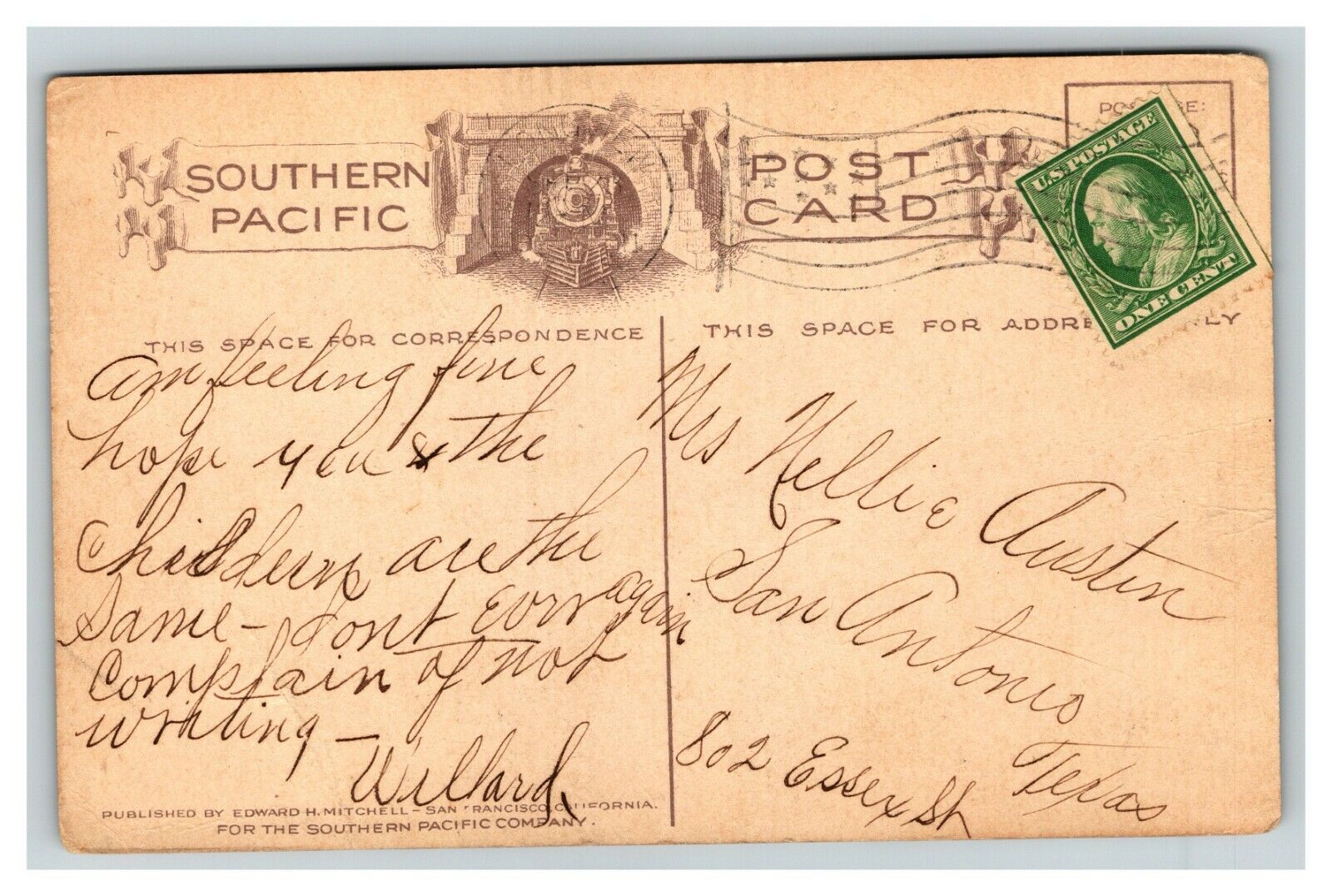 Vintage 1900's Southern Pacific Postcard Hotel Del Monte California ...