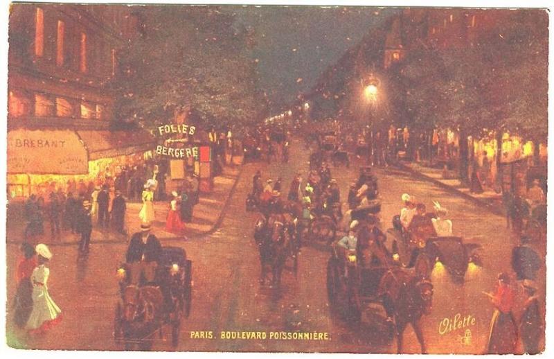 Raphael Tuck Follies Bergere Paris Boulevard Poissonniere Night View ...