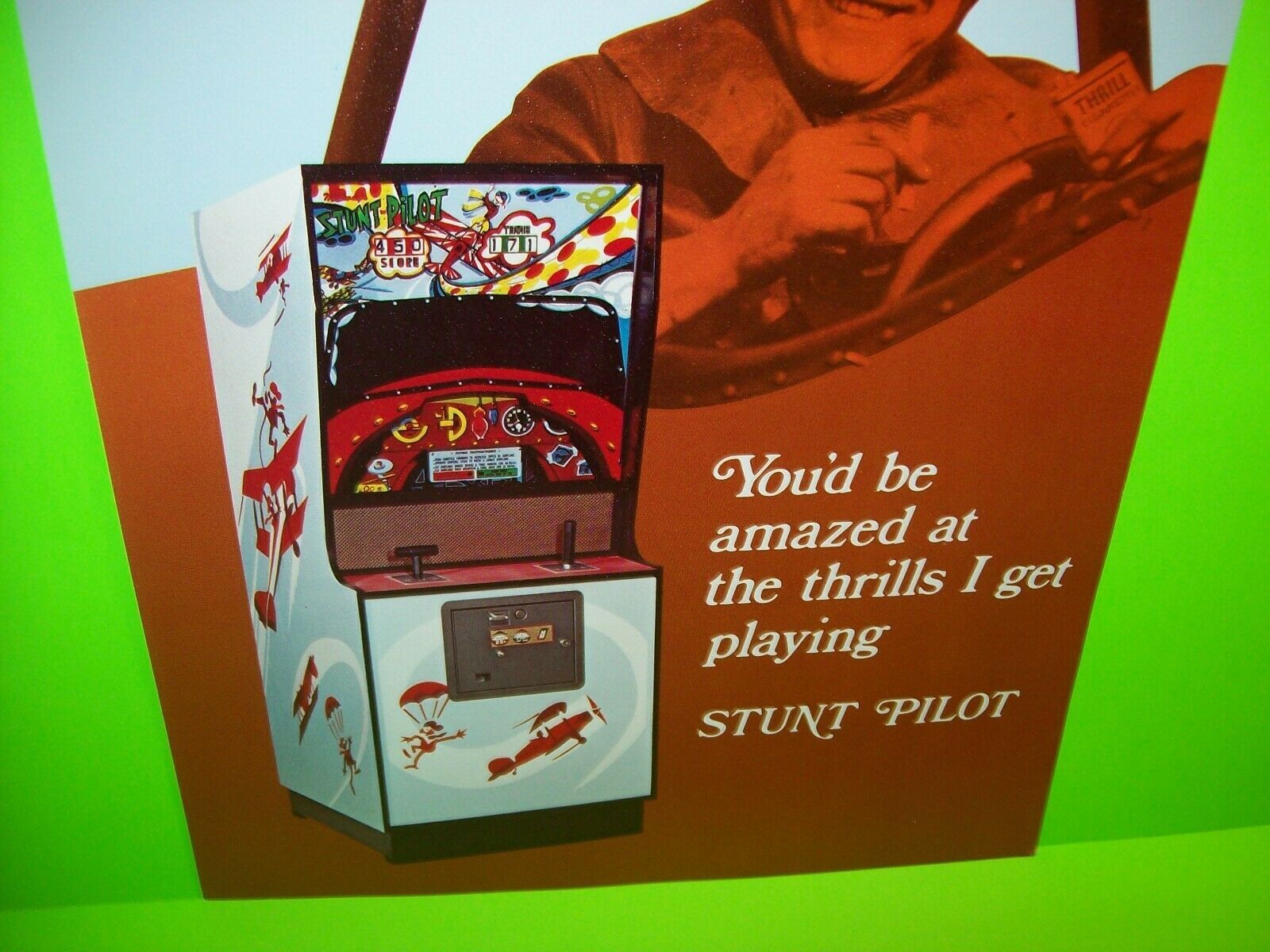 Stunt Pilot Arcade FLYER Original NOS Retro Game Artwork Airplane Pilot ...