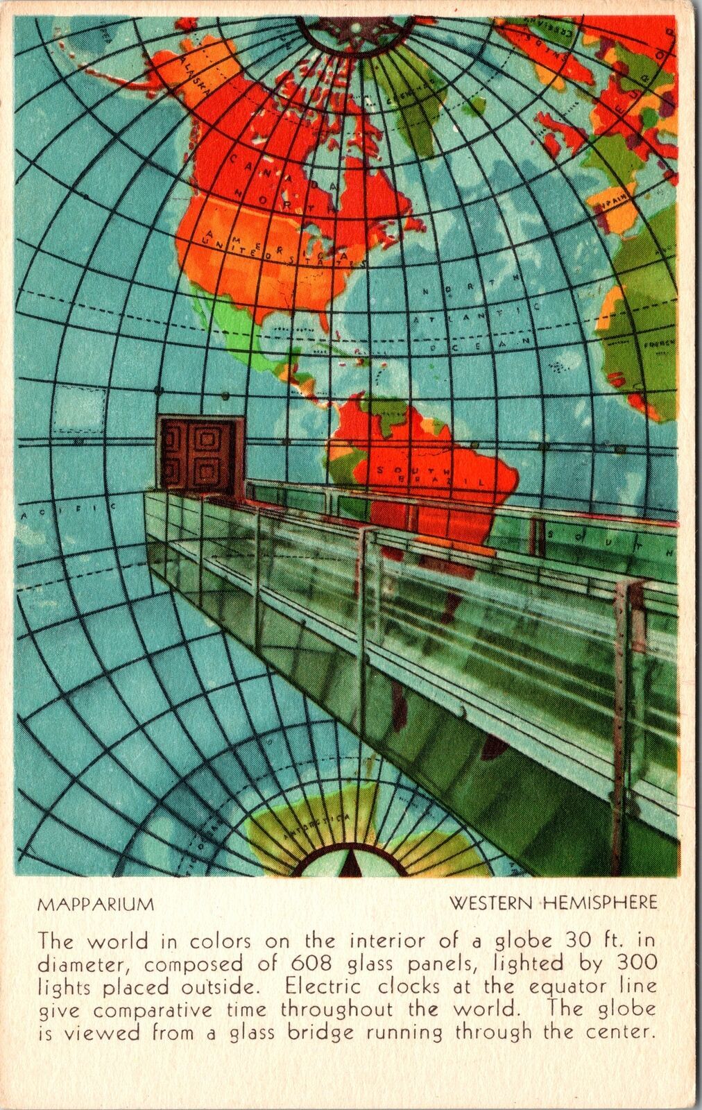 Vintage Postcard Mapparium Christian Science Building Boston Mass 1937 ...