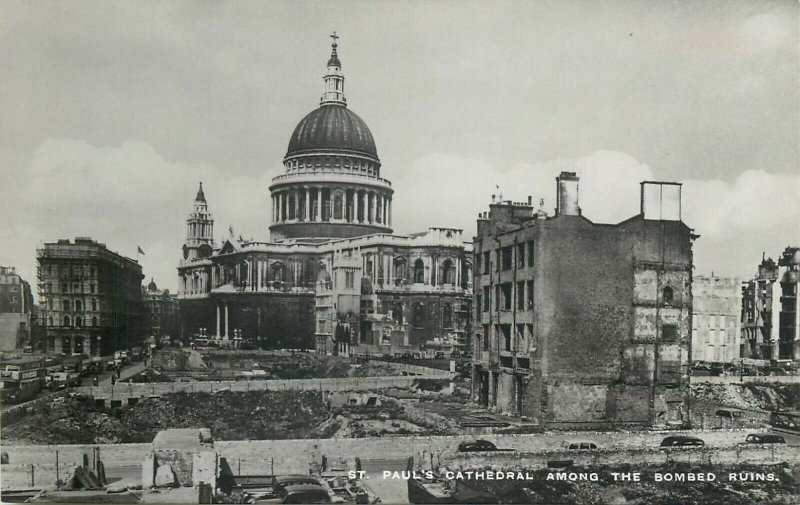St Paul's Cathedral in London England seen through ruins after WW2 ...