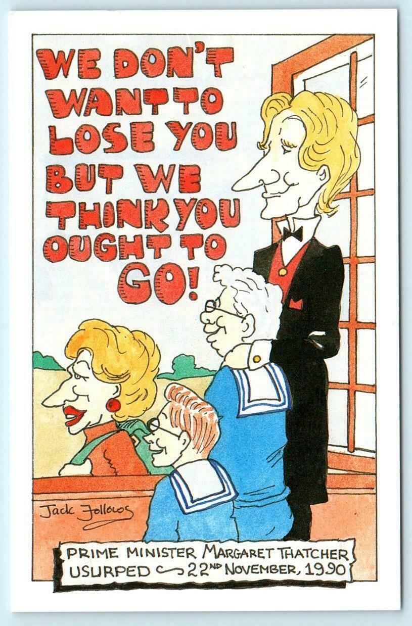 2 Postcards MARGARET THATCHER Comic Jack Follows 1990 Battle for ...