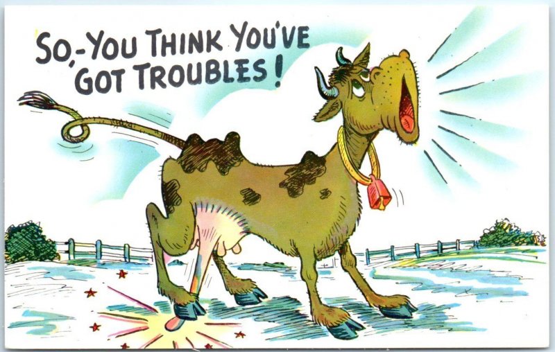 So,-You Think You've Got Troubles - Cow stepping on udder Cartoon Art ...