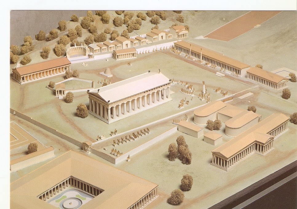 Postal 043842 : Olympia Museum. Model restoration of the sacred ...