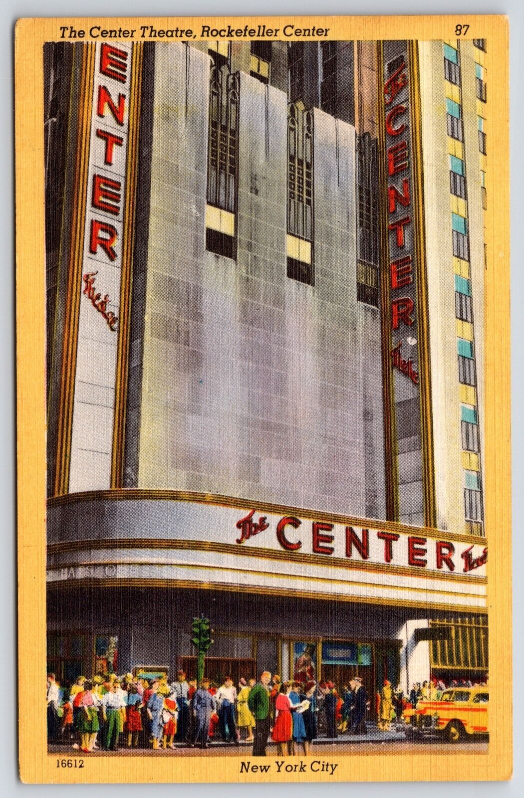 Vintage Postcard Center Theatre Building Entrance Rockefeller New York ...