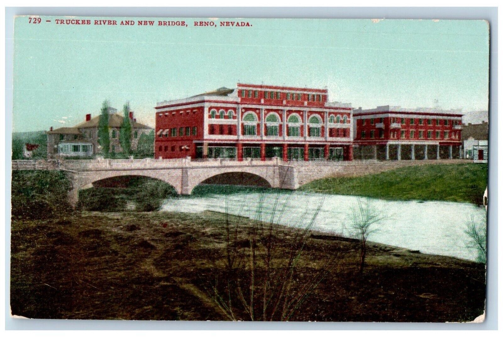 Reno Nevada NV Postcard Truckee River New Bridge Buildings 1910 ...