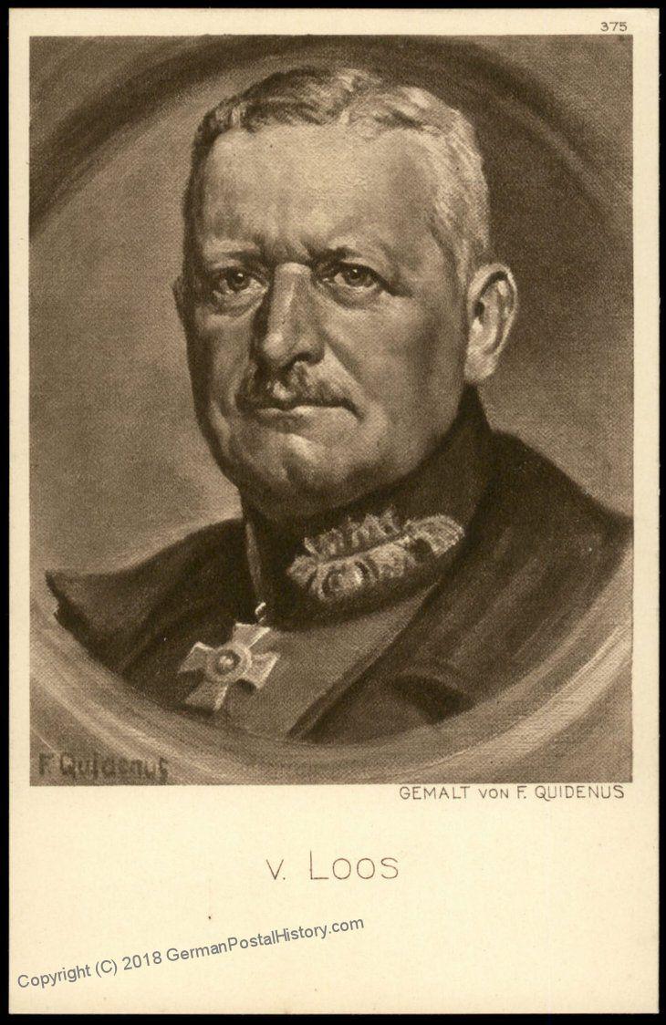 Germany WWI General von Loos Artist Signed Portrait Ostpreussenhilfe ...
