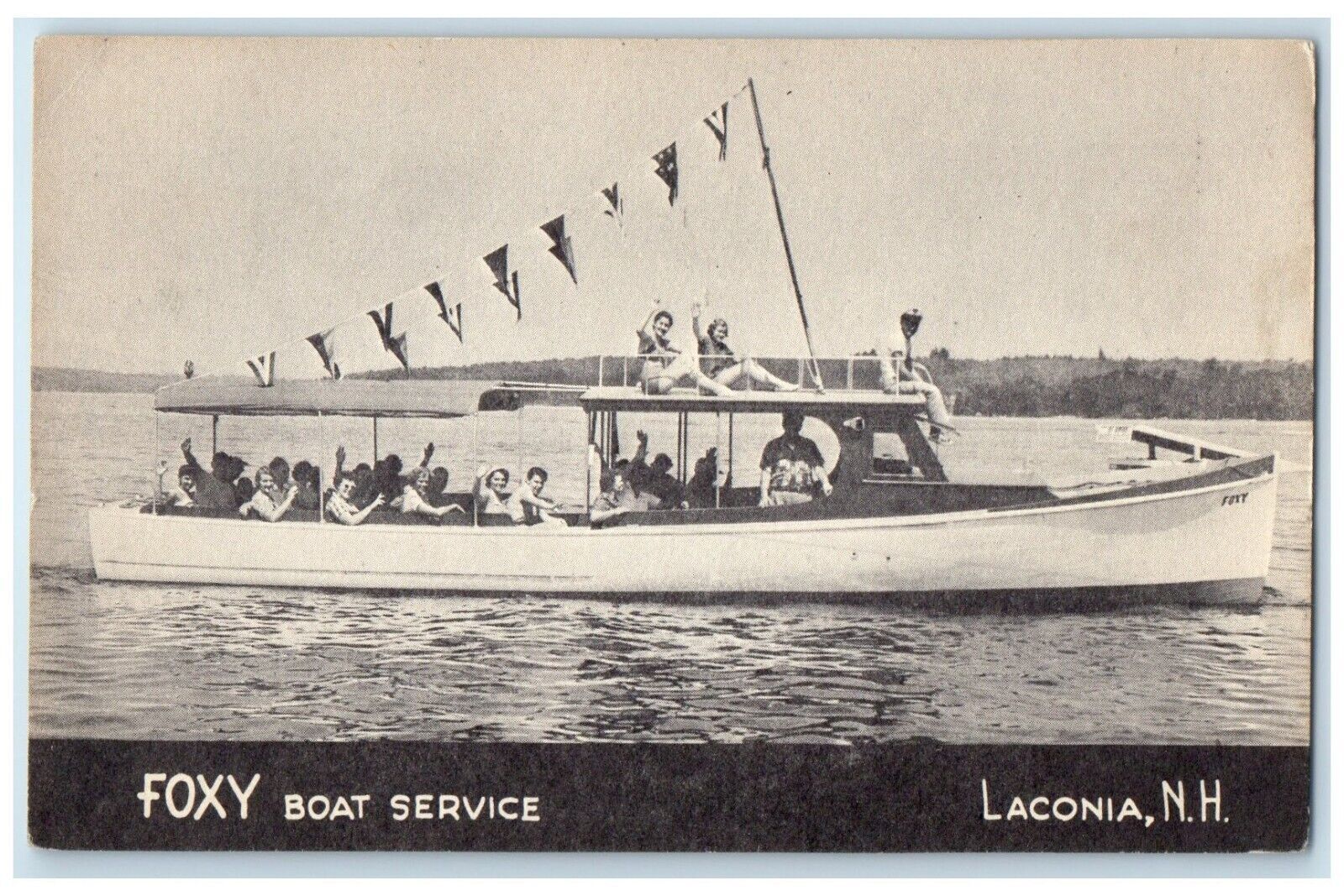 1953 Foxy Boat Service Ferry Boat Laconia New Hampshire Vintage Antique ...