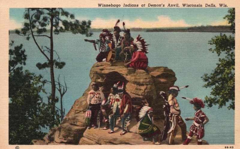 Vintage Postcard Winnebago Indians At Demon's Anvil Wisconsin Dells ...