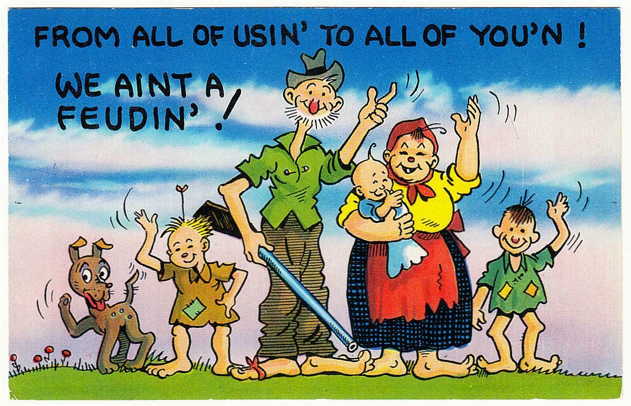 Hillbilly Family We Ain't a Feuding Chrome Comic Postcard by Tichnor ...