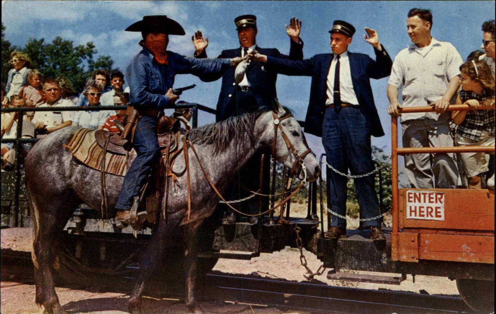Wakefield MA Pleasure Island Amusement Park Cowboy Train Robbery c1950s ...