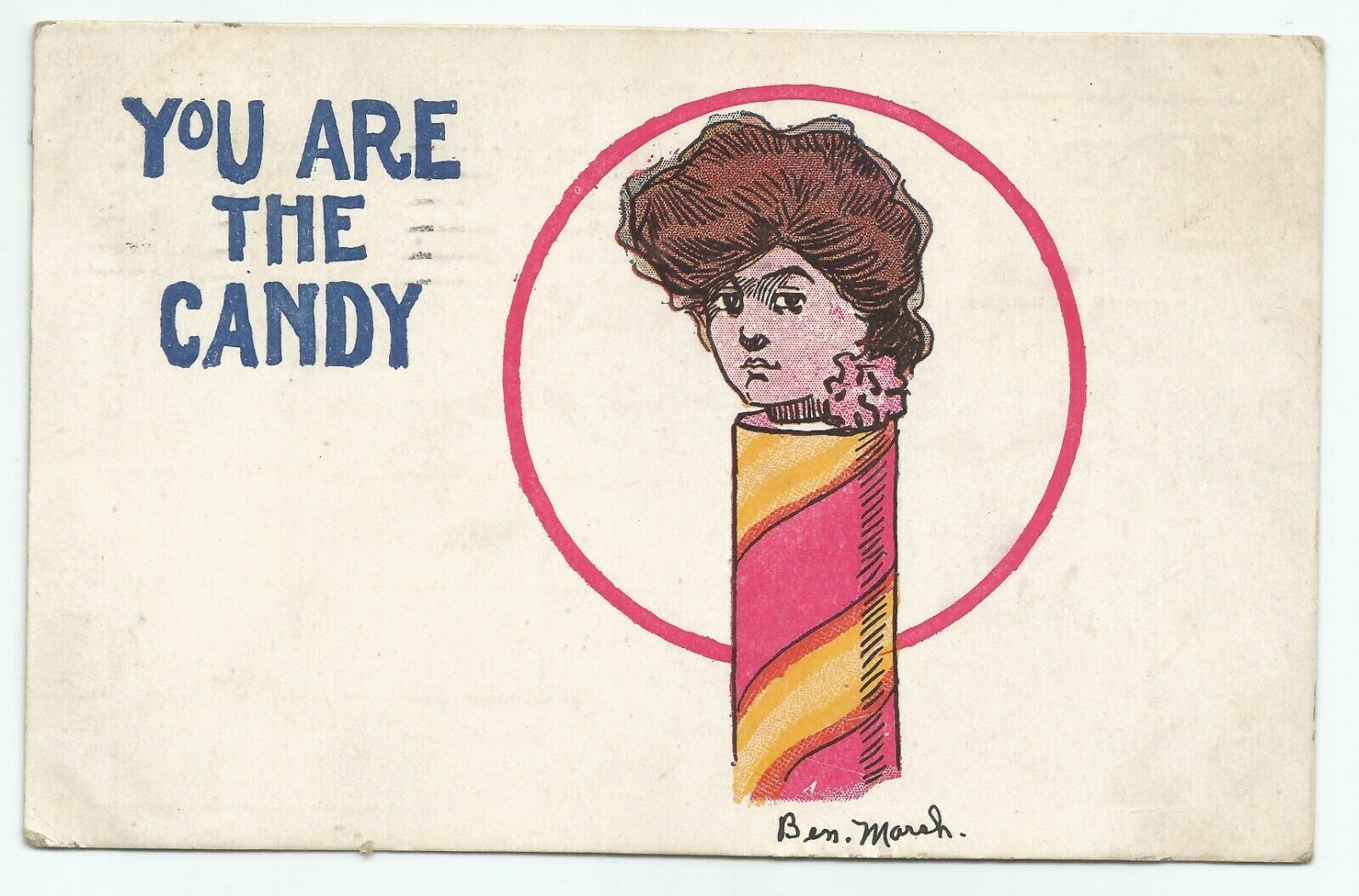 VTG "You Are The Candy" Victorian Women's Head On Candy Stick Postcard ...