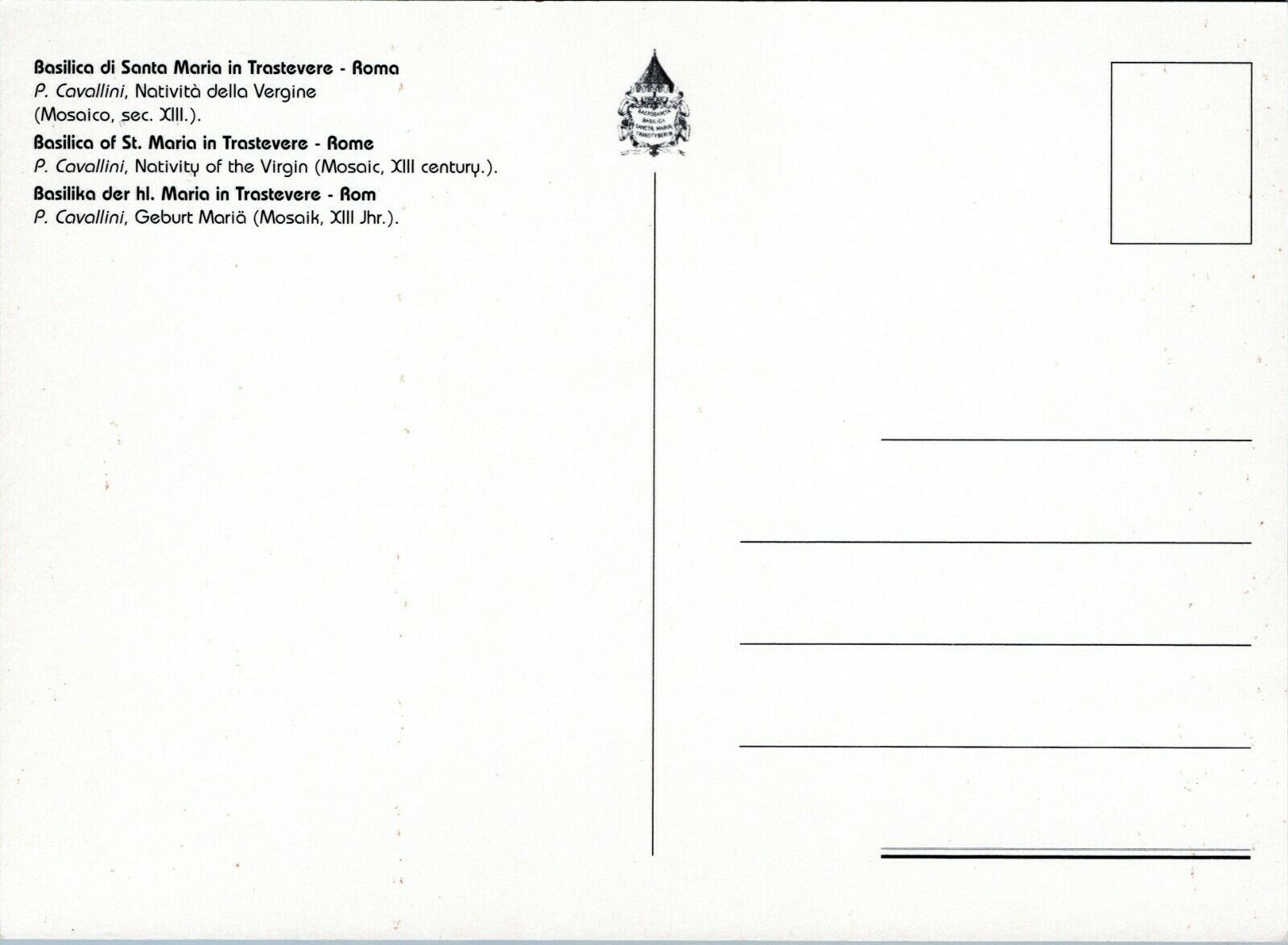 postcard Rome - Basilica di Santa Maria in Trastevere - Nativity of the ...