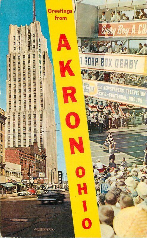 Ohio Akron 1950s National Tower Building Colorpicture Postcard 22-6318 ...