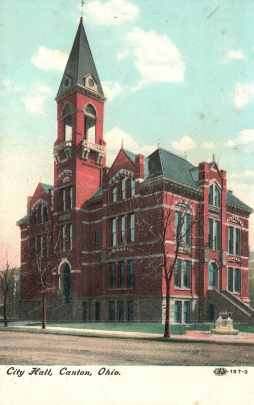Vintage Postcard 1910's City Hall Historic Government Offices Canton ...