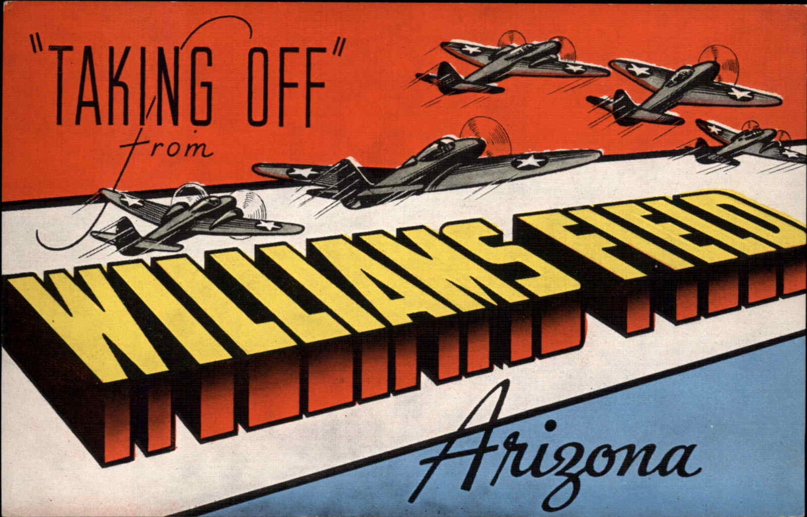WWII Airplane Williams Field AZ Large Letter Linen Postcard | United ...