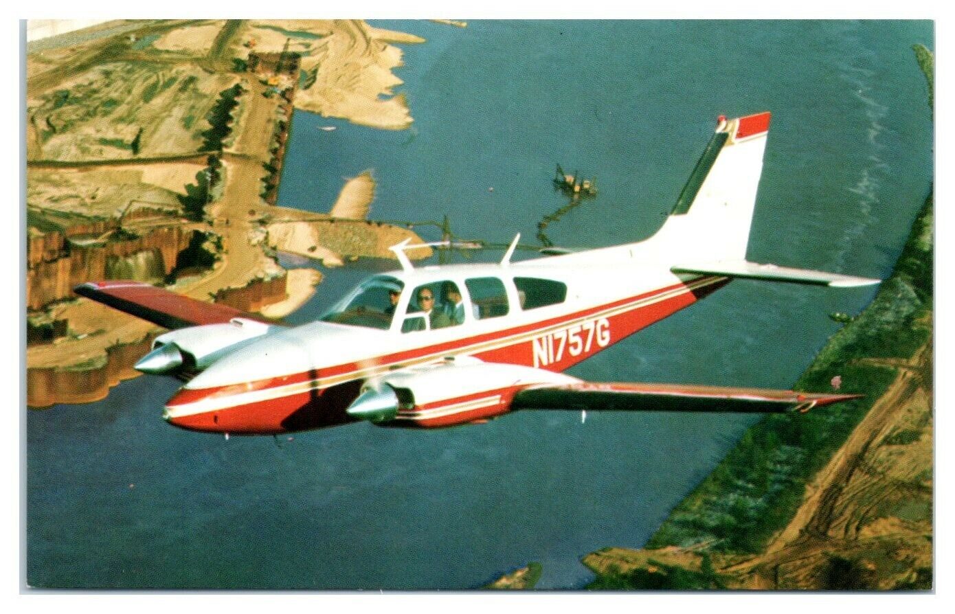 Beechcraft Baron D55 Postcard *5C | Topics - Transportation - Aviation ...