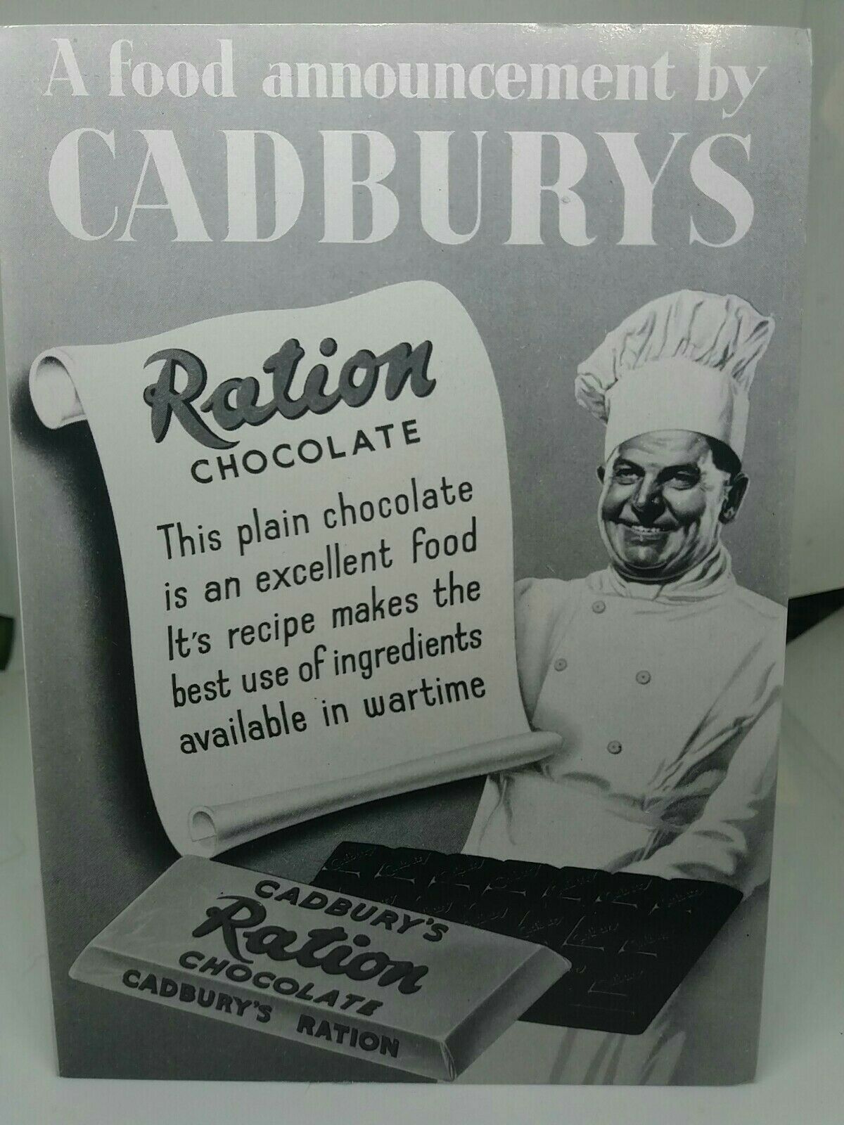 Cadburys Chocolate Ration Wartime Poster WWII Retro Advertising ...
